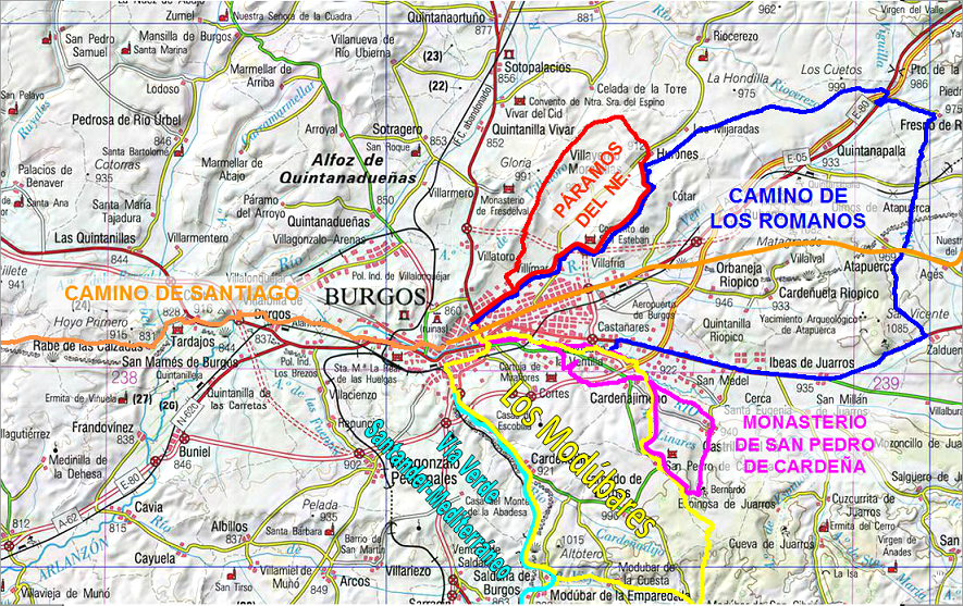 Sendas de Burgos: Mapa de Alrededor de Burgos en Bicicleta