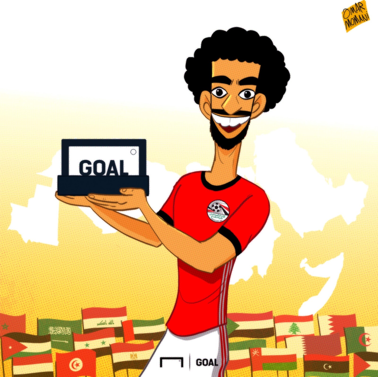 Omar Momani cartoons: Salah wins the Best Arab footballer award from Goal