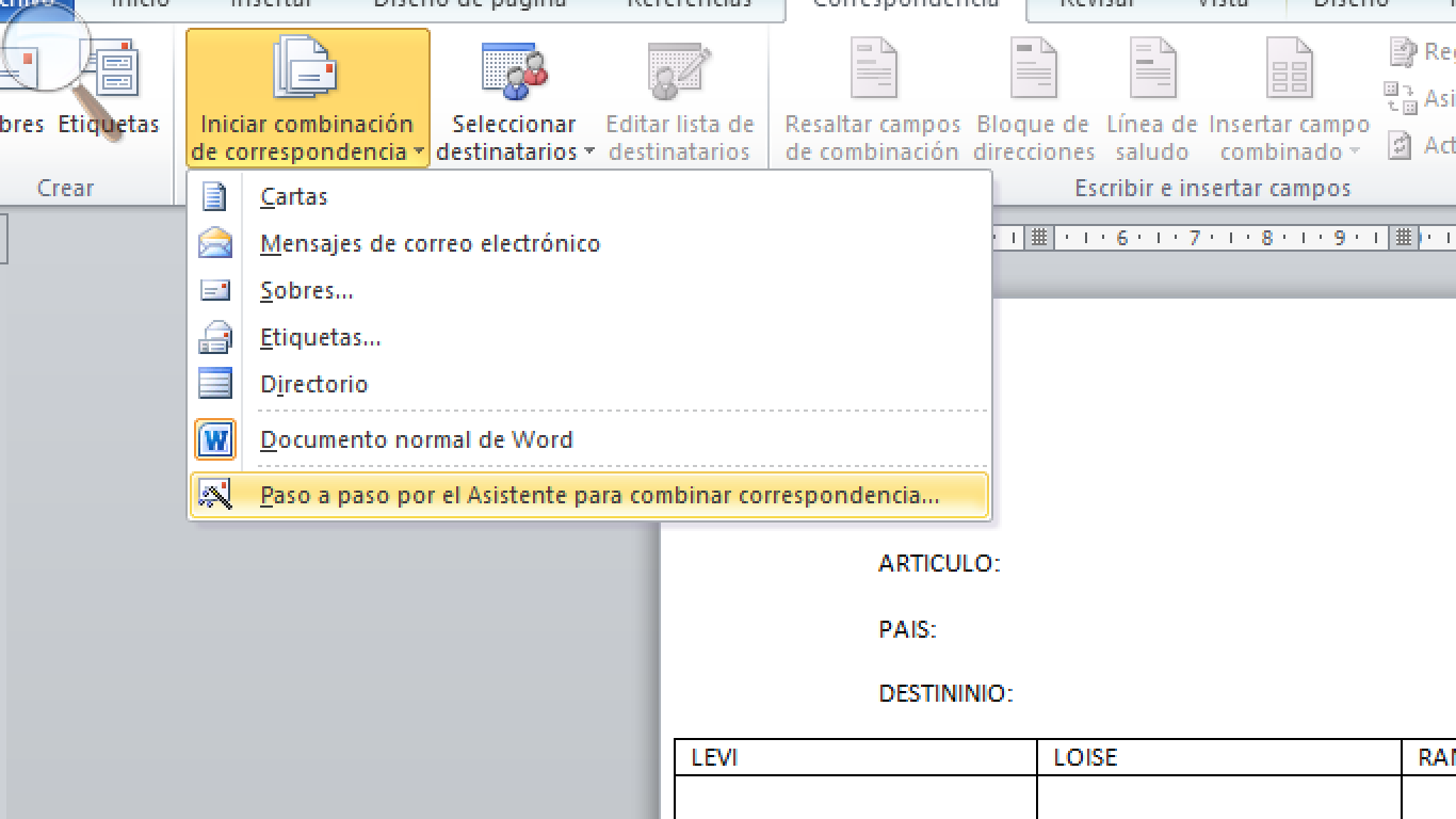 INFORMATICA: COMO HACER CORRESPONDENCIA