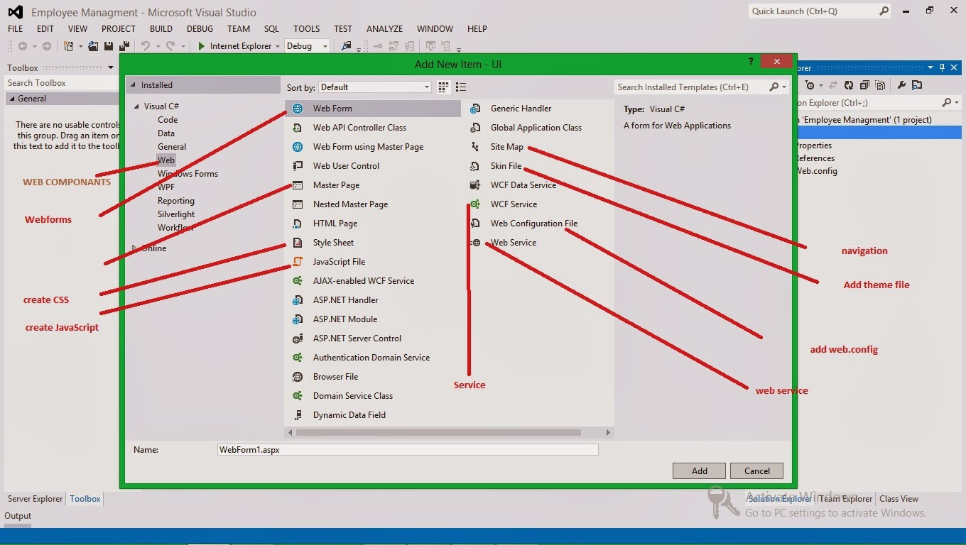Asp.Net Helper: How to add controls in a webform