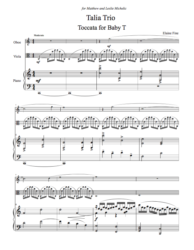 Elaine Fine's Thematic Catalog: Talia Trio for Oboe, Viola, and Piano