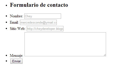 Formulario de contacto con HTML5 y CSS3 (Con ejemplo) ~ Aplicaciones ...---Chey---...