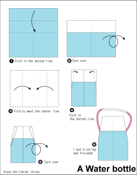Water Bottle - Easy Origami instructions For Kids