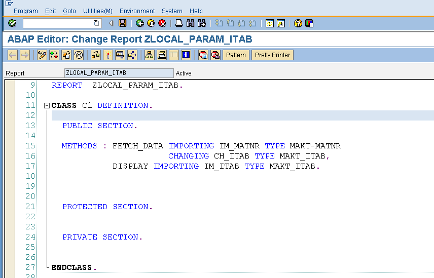 SAP TECH: Local Class : Passing parameters ( Parameter and Internal table ) to methods