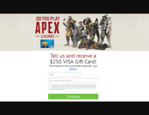 Win $250 worth of APEX VISA GIFT CARD