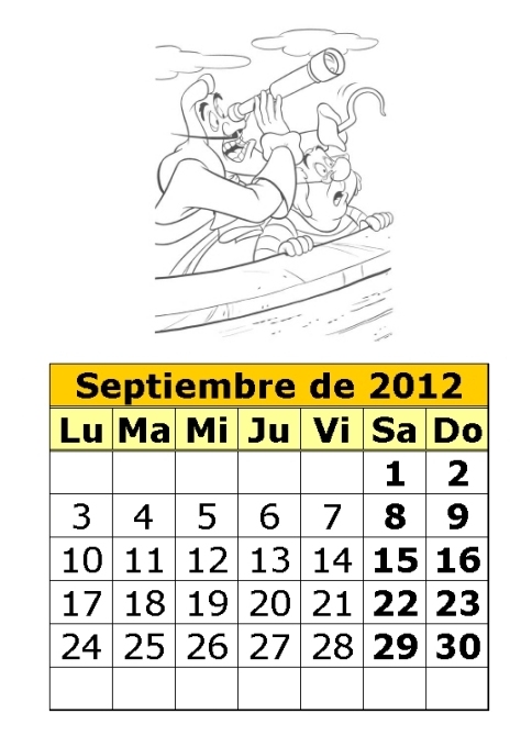 Calendario de Peter Pan de 2012 (3ª parte) : Calendarios para imprimir