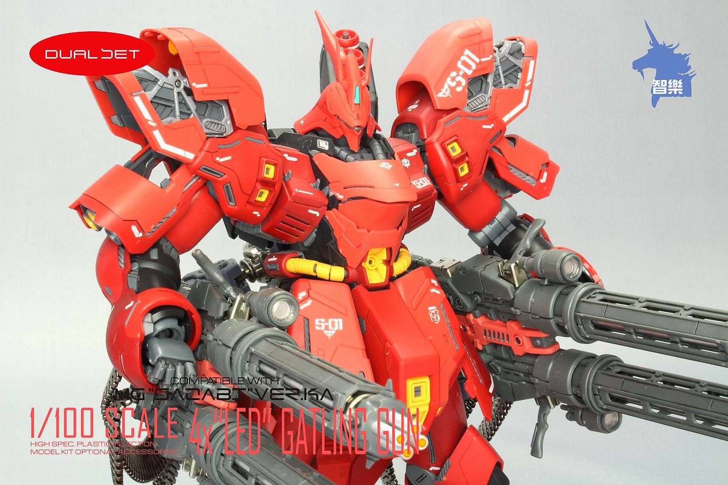 Playwright: 1/100 4x Gatling Gun Set + LED for MG Sazabi Ver. Ka ...