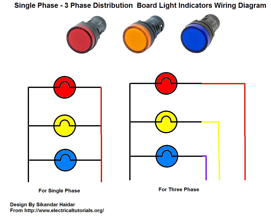 Distribution Board Lights Indicator Wiring Diagram For Single Phase And