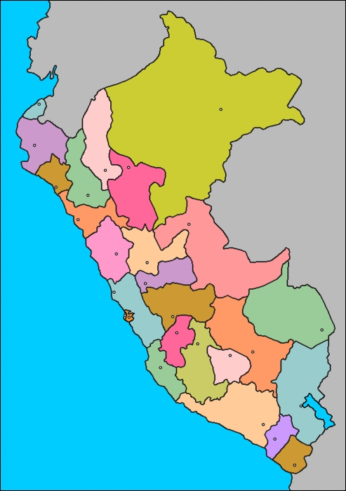 Mapa de Perú sin nombres