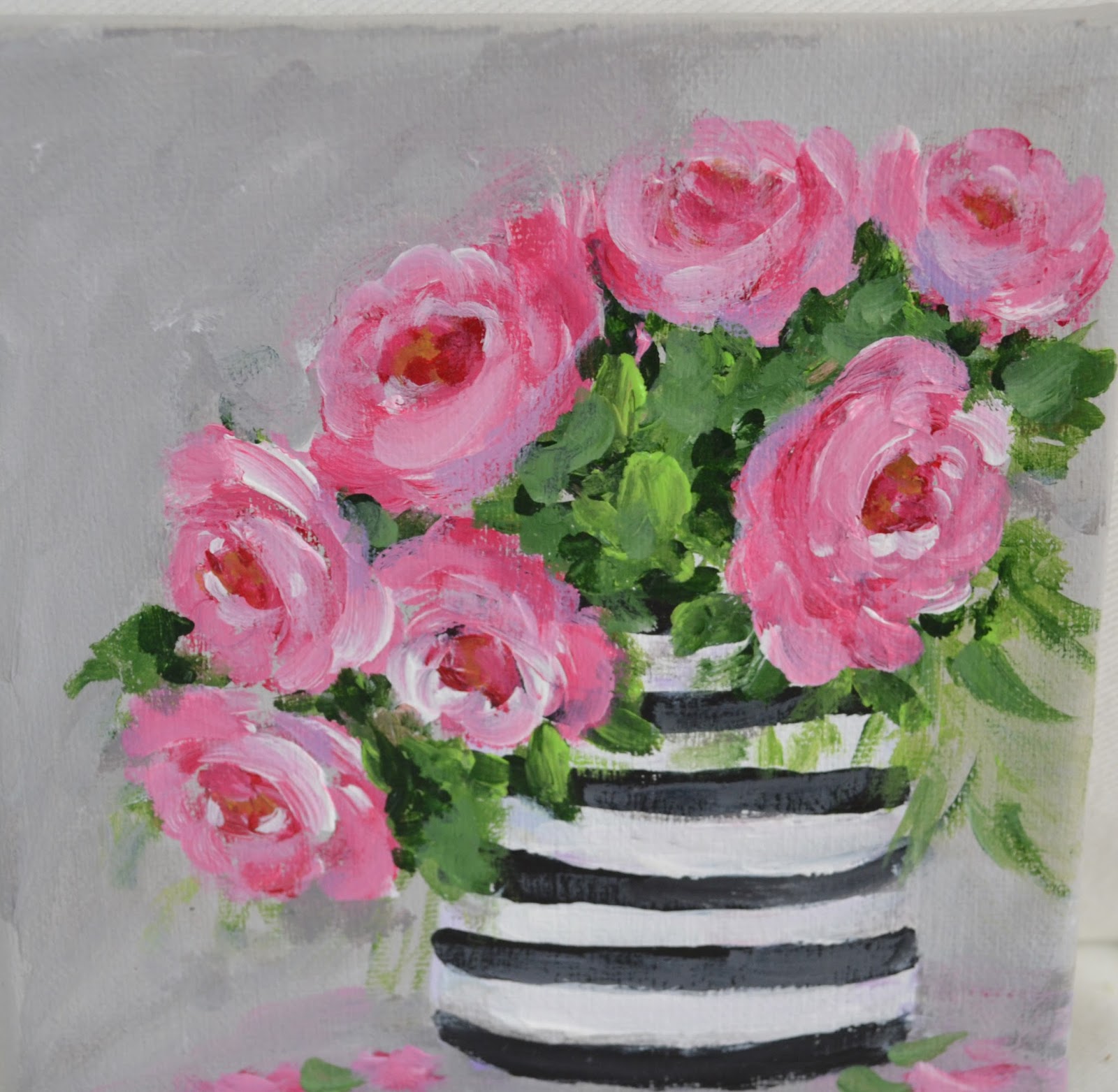 My Painted Garden: Painting Last Pink Roses