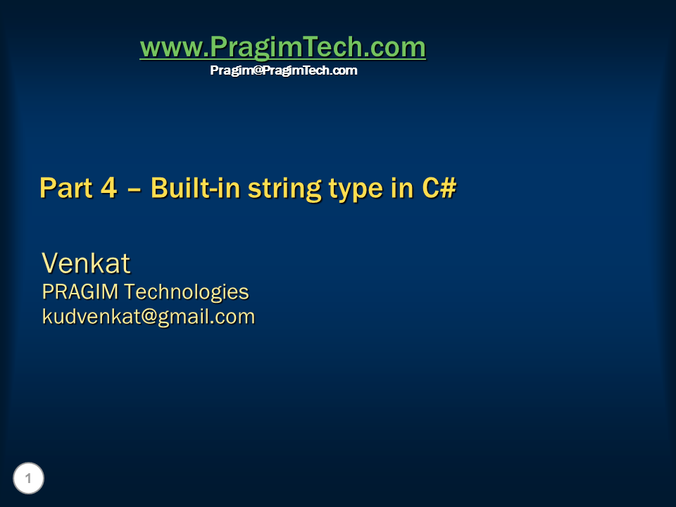 Sql Server Net And C Video Tutorial Part 4 Built In String Type In C