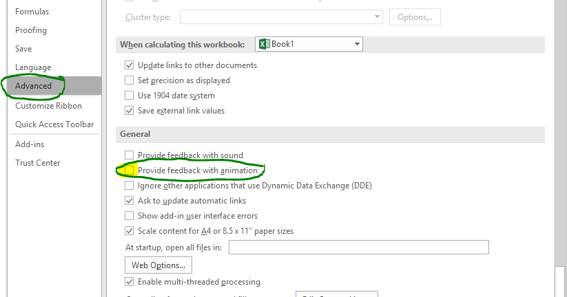 Do My Excel Blog: Excel Tip: Disable Cell Selection Animation in Excel 2016