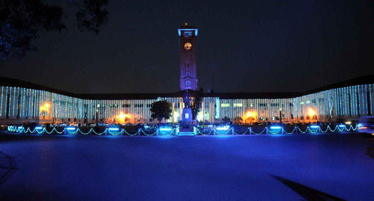 View Patna: Secretariat building is aglow with blue lights