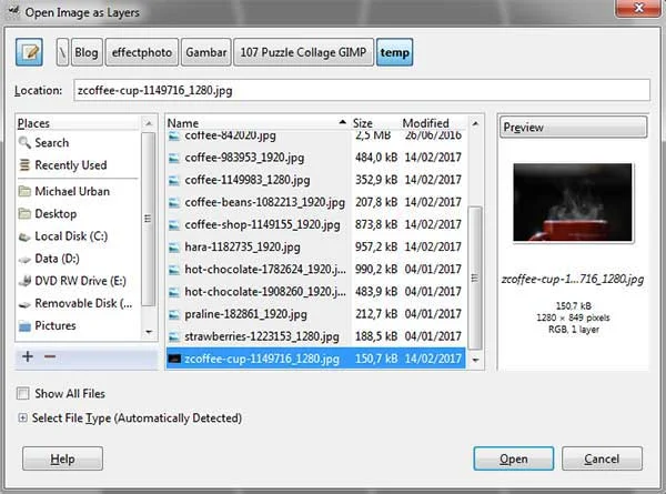 PhotoEffect: Jigsaws Puzzle Collage in GIMP [Free Template]