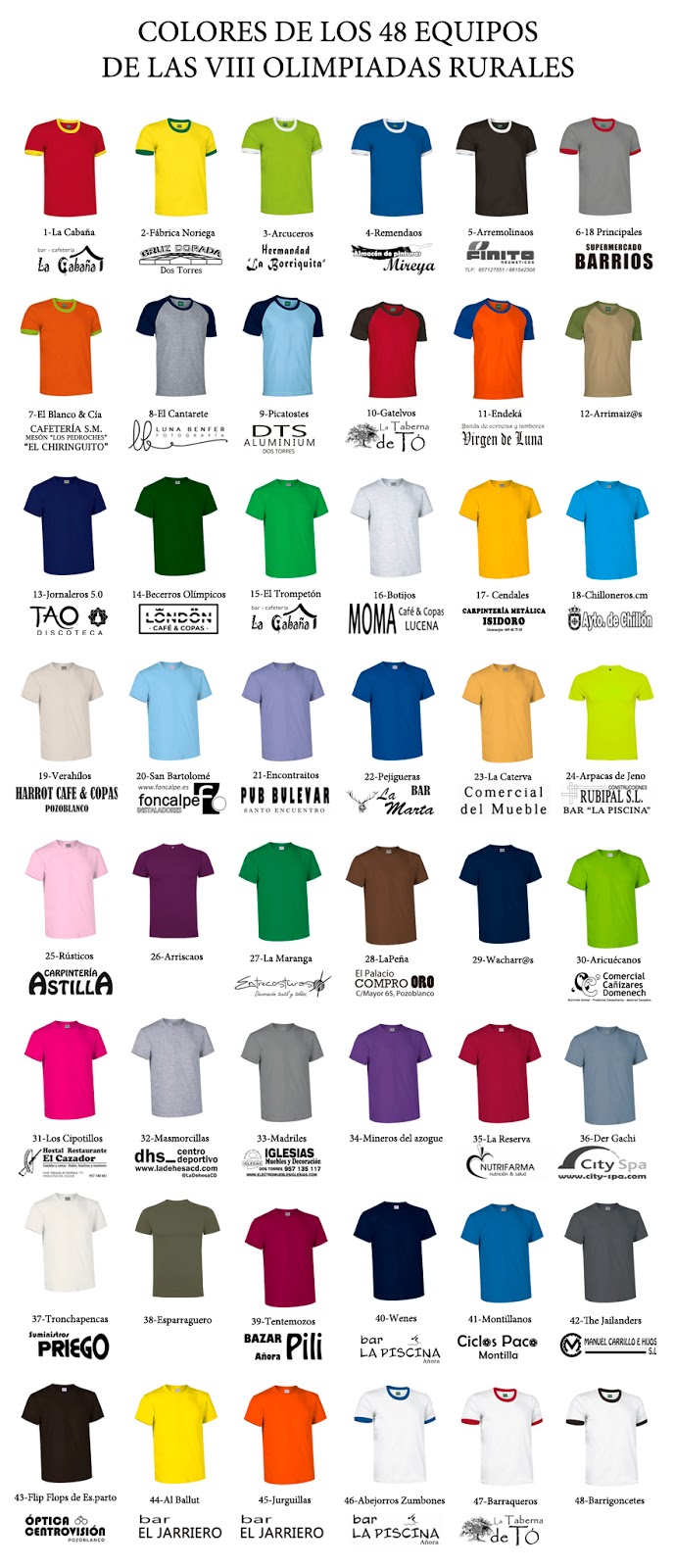 Añora Directo: Equipos y colores de las Olimpiadas Rurales 2015