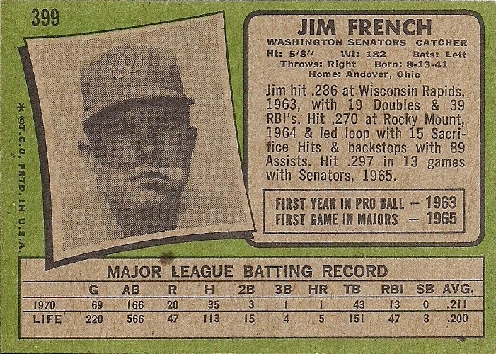 Topps 1971: no. 399 - jim french