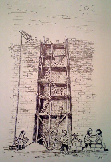 Joel Tarling's Fieldnotes: Weekly drawing 28: Stonemasons building the ...