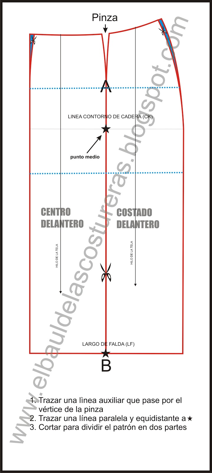 Falda con nesgas en espiral o caracol