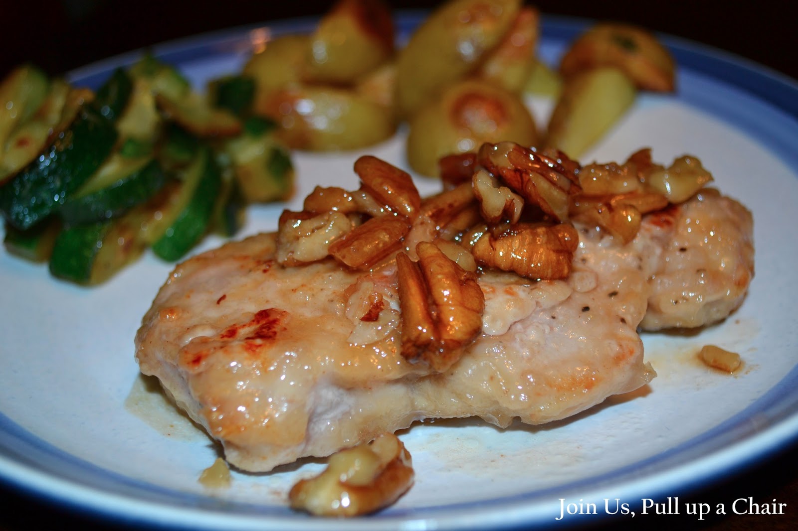 Join us, pull up a chair: Honey Pecan Pork Chops