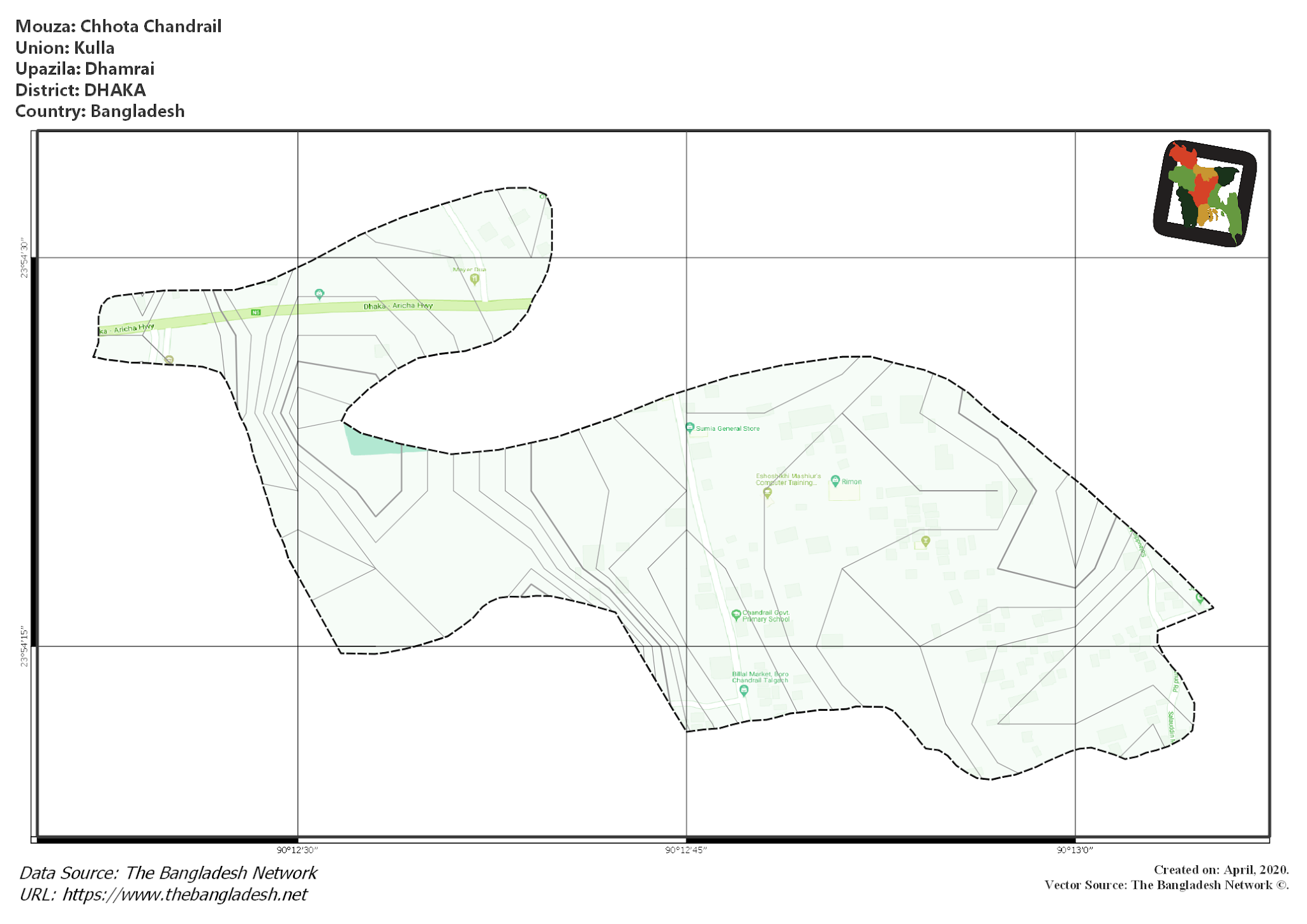 Map of Chhota Chandrail Mouza, Dhamrai, Dhaka