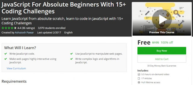 [100% Off] JavaScript For Absolute Beginners With 15+ Coding Challenges| Worth 195 ...