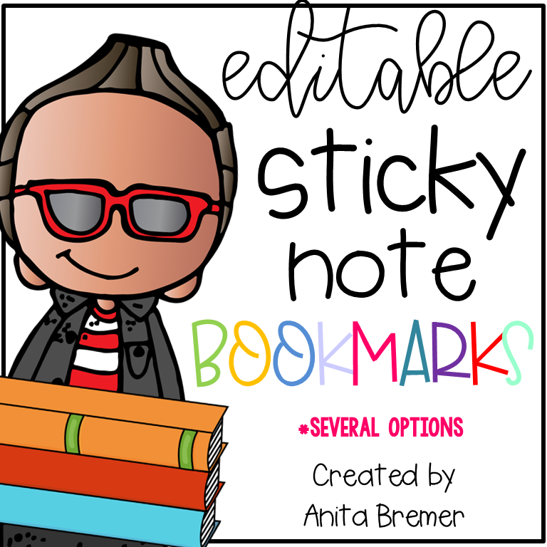 Editable Sticky Note Bookmarks | Mrs. Bremer's Class