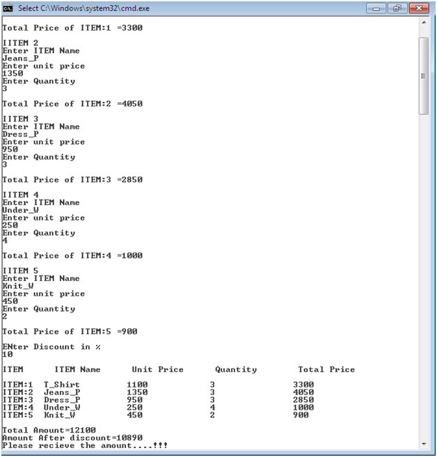 Programmers Inn: Items Price Calculation in C#