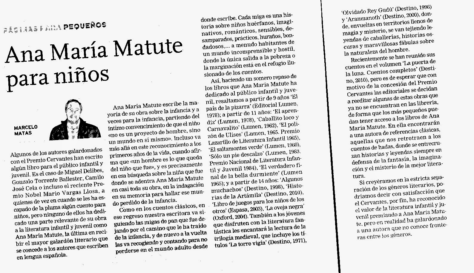 agua de palabras: Ana María Matute para niños