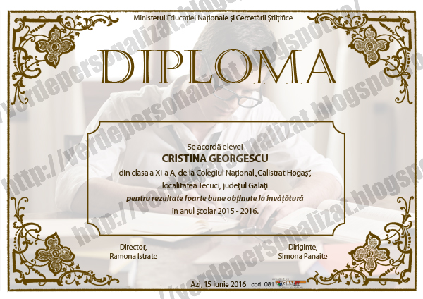 verde personalizat: Diploma scolara model S081