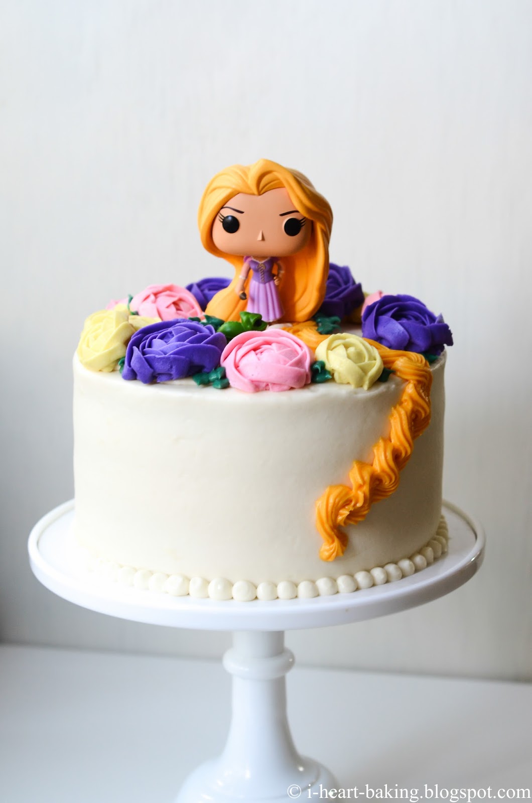 i heart baking!: tangled rapunzel birthday cake with buttercream flowers