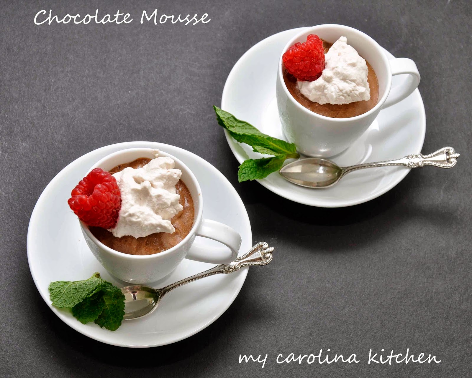 My Carolina Kitchen: Dark Chocolate Mousse topped with cassis flavored ...