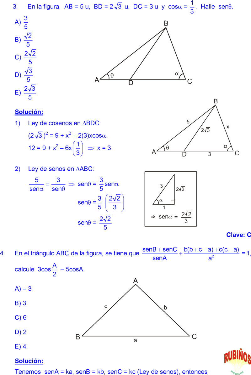 Resolución de triángulos oblicuángulos problemas resueltos pdf