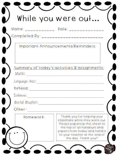 The Teaching Thief: Student-Led Absent Work Forms {freebie}