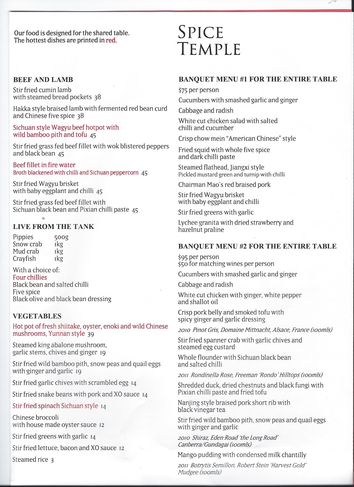 Chris Suhr's Menu Collection: Neil Perry's Spice Temple Restaurant