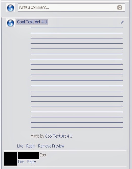 Invisible and Blank Blue Comment, Status | Facebook | Cool ASCII Text ...