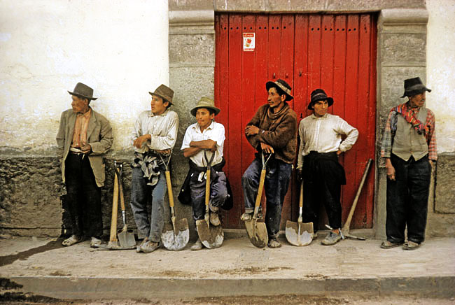 Fascinating Humanity: Workers in Ayacucho, Peru, Awaiting Transportation