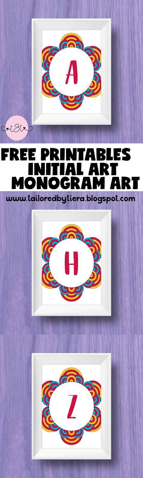 Tailored By Tiera: Free Printable: Initial Art Mandala Design