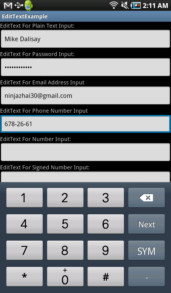 Android EditText Example | Christian Tolentino
