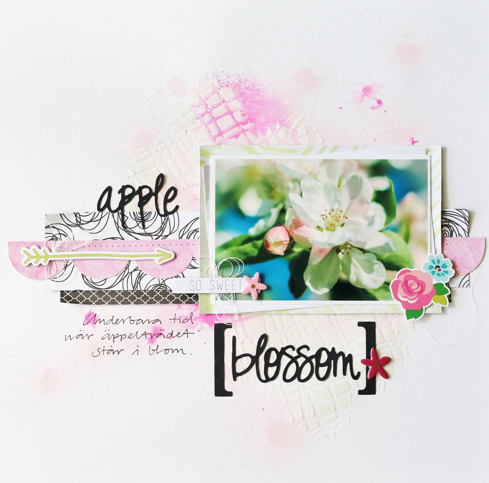 Scrap Our Stash Challenge: "Apple Blossom" Layout by DT Asa Johansson