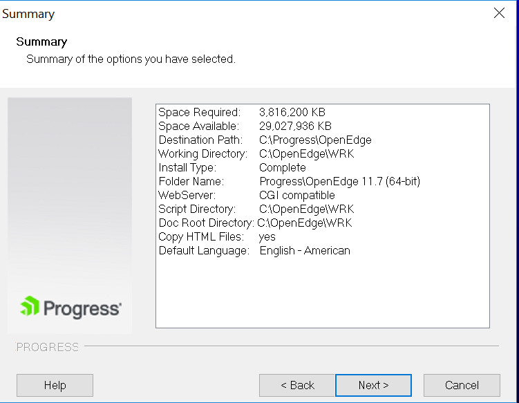 OpenEdge Installation Windows