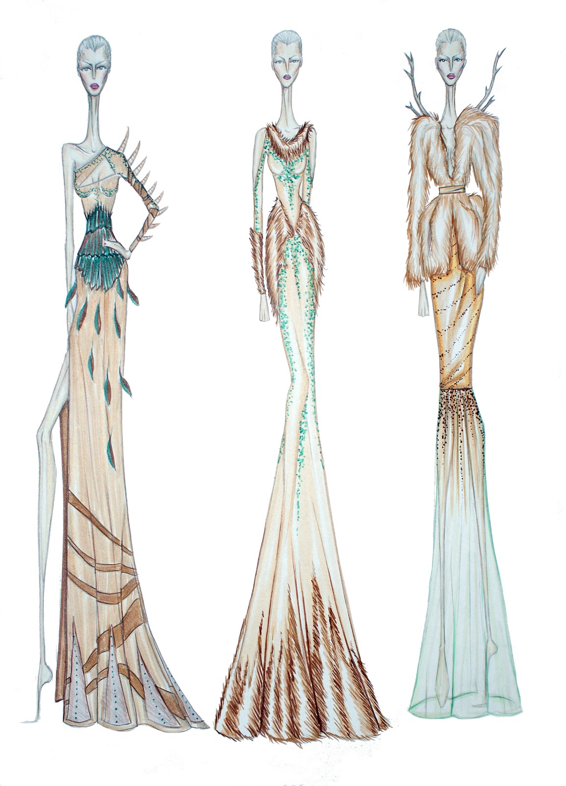 Fashion Illustration: Early stone-age theme illustrations