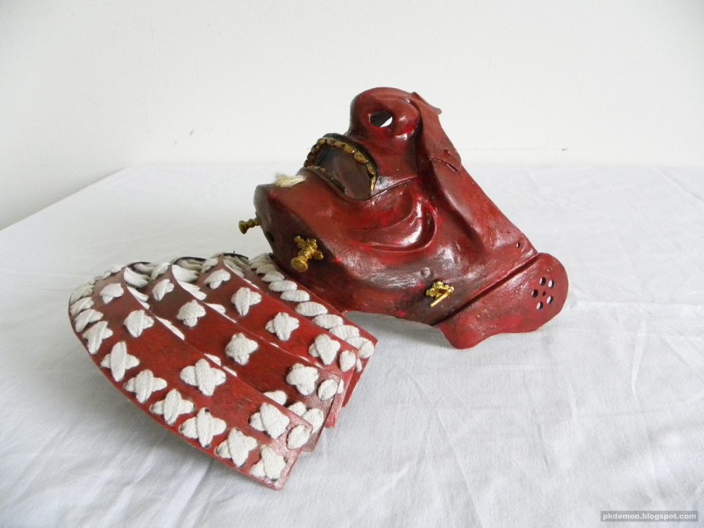 pkDemon Creations: Red Menpo mask with white lacing