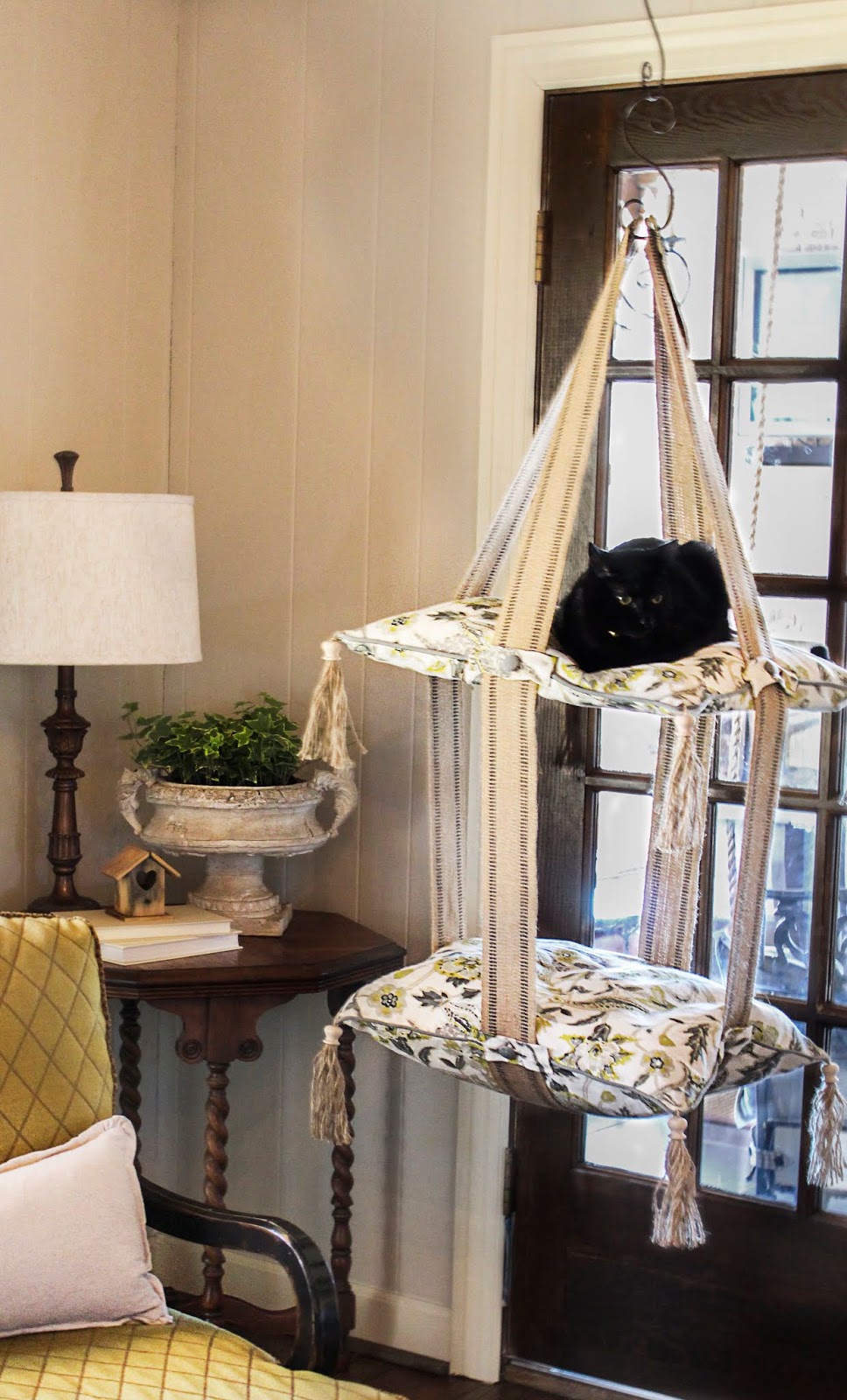 DIY Hanging Kitty Perch !!!! as seen on OutOnThaPorch