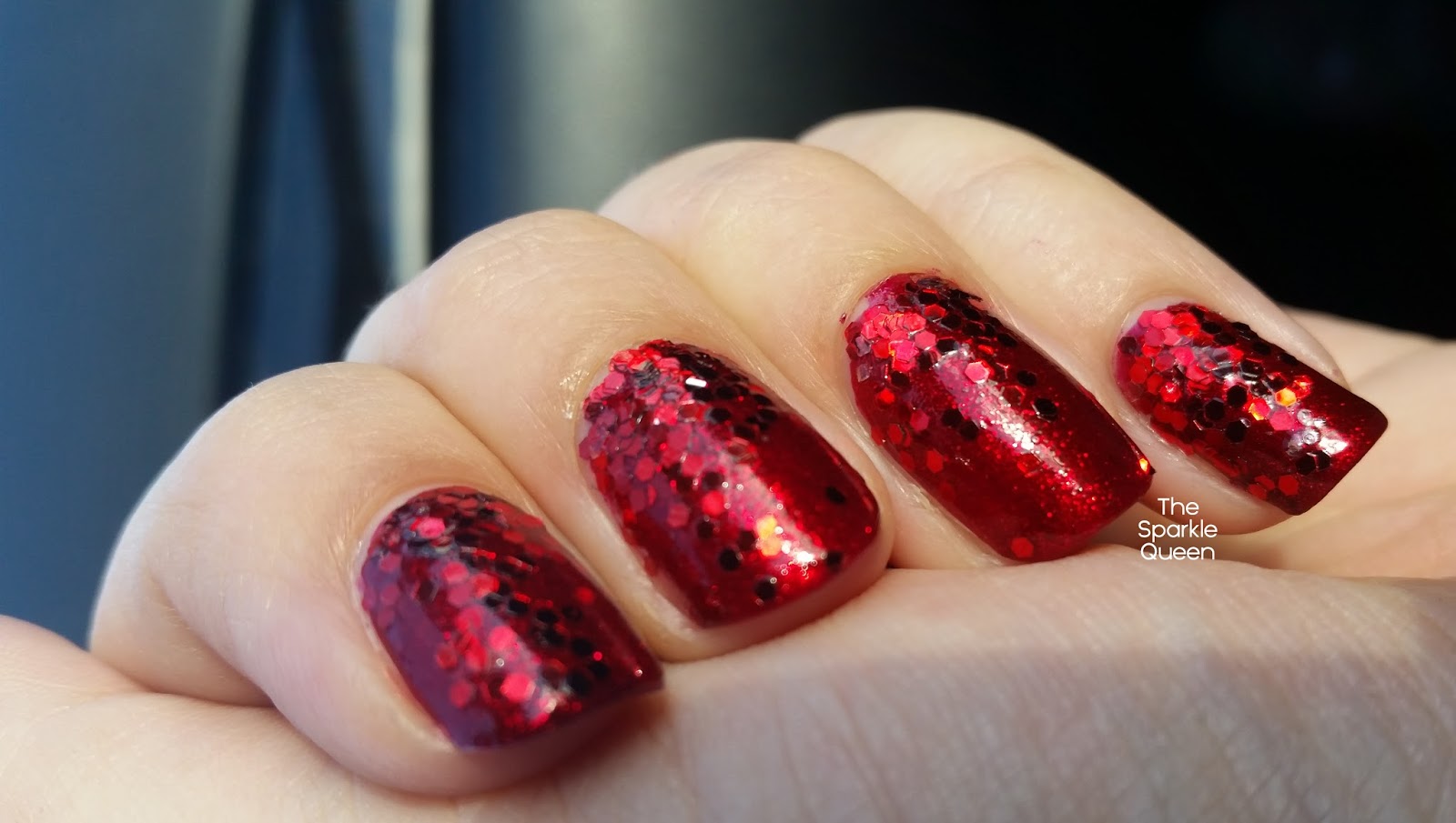 Red Glitter Gradient Nail Art - A Sparkly Life for Me