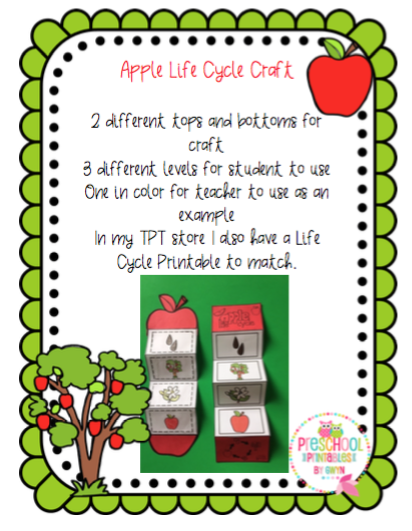 Apple Life Cycle Craft ~ Preschool Printables