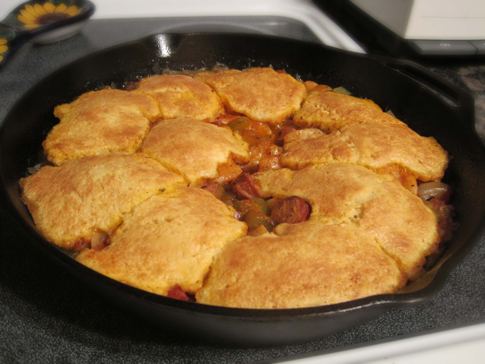 SAMANTHA HOFFMAN: Shrimp and Sausage Gumbo with Cornbread Topping