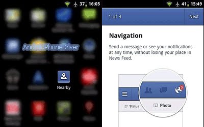 New facebook app. on Android, a new application in preparation ...