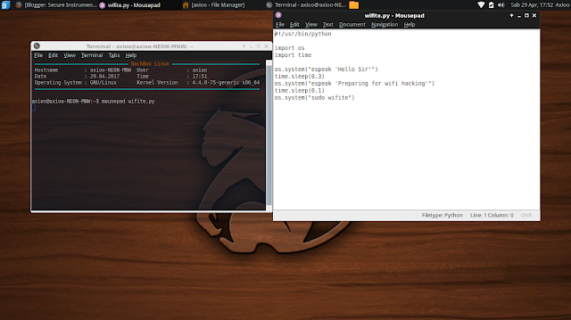 Backbox Linux + Python + Espeak = Voice command - Secure Instrument