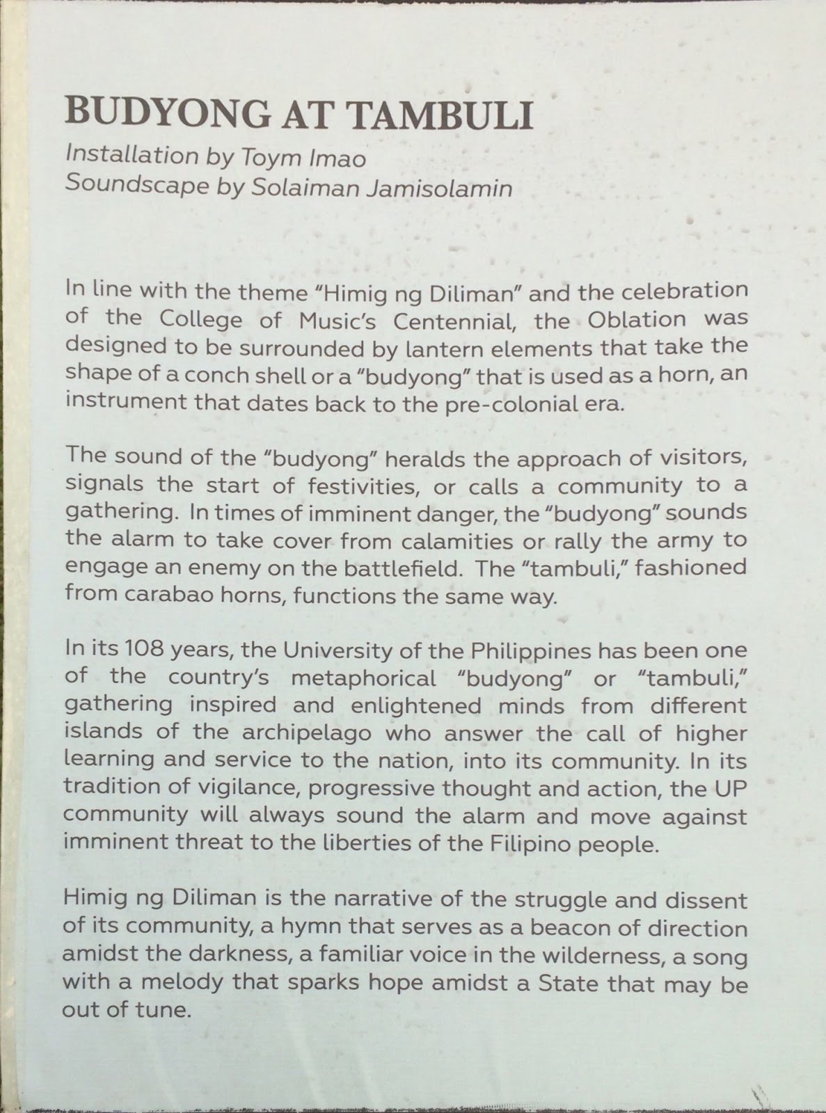 The Oblation & Budyong at Tambuli @ U.P. Diliman Quezon City ...