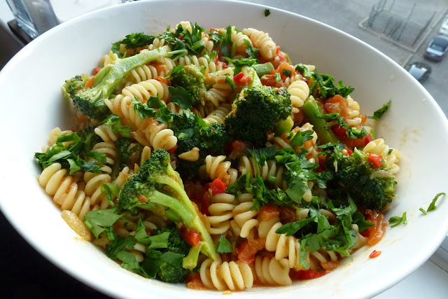 Anna's Table: Fusilli Pasta with Broccoli Red Pepper and Pine Nuts